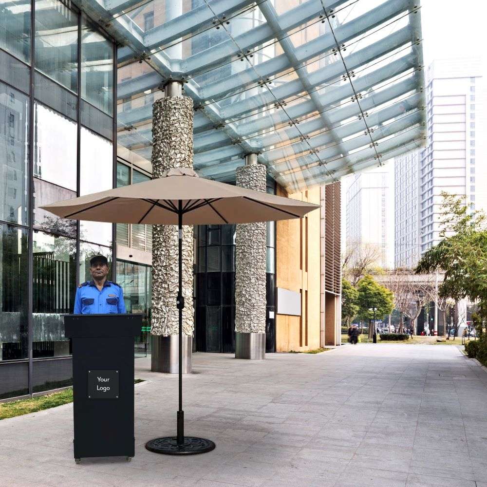 Premium 9ft Outdoor Center Pole Podium Umbrella, Patio Umbrella, with ...